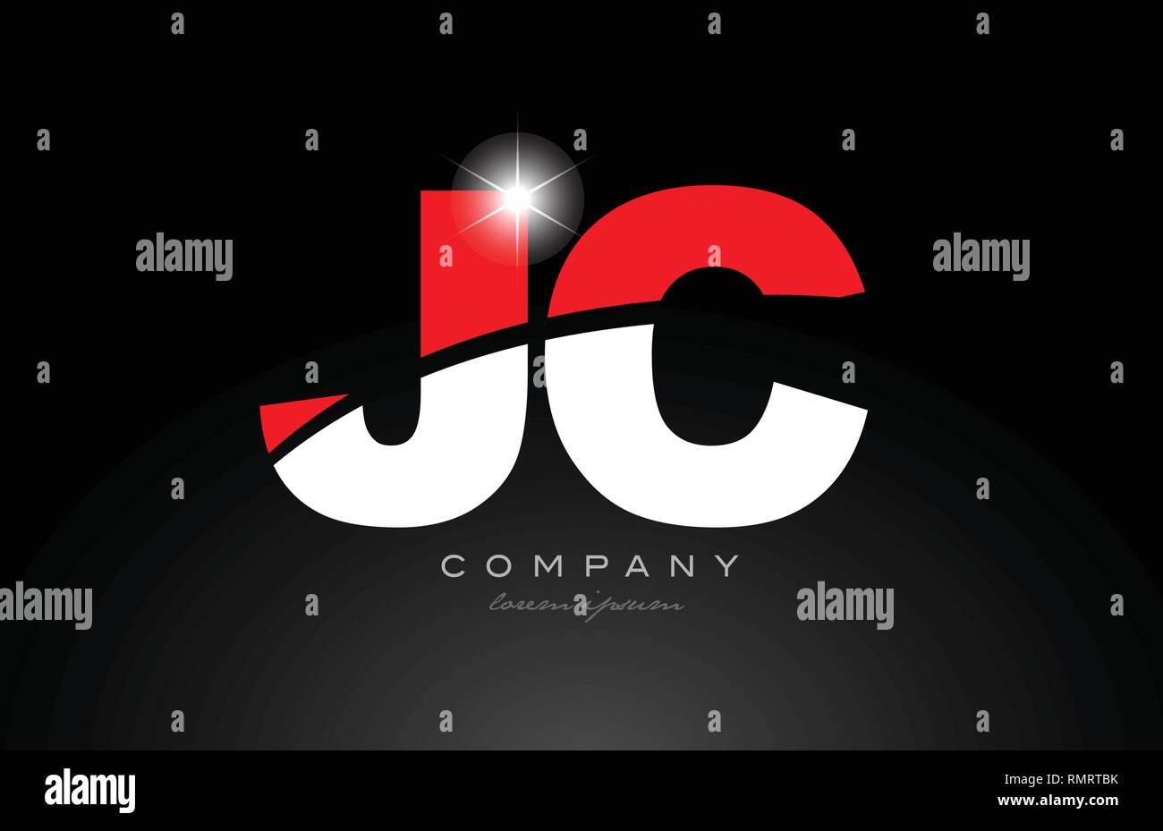 red white color alphabet letter combination jc j c logo icon design ...