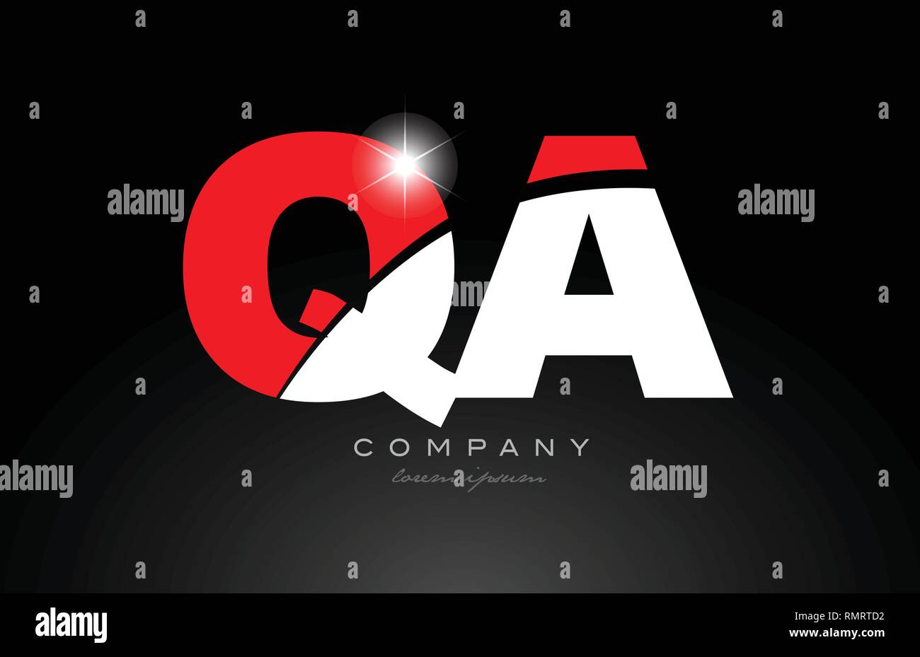 red white color alphabet letter combination qa q a logo icon design ...