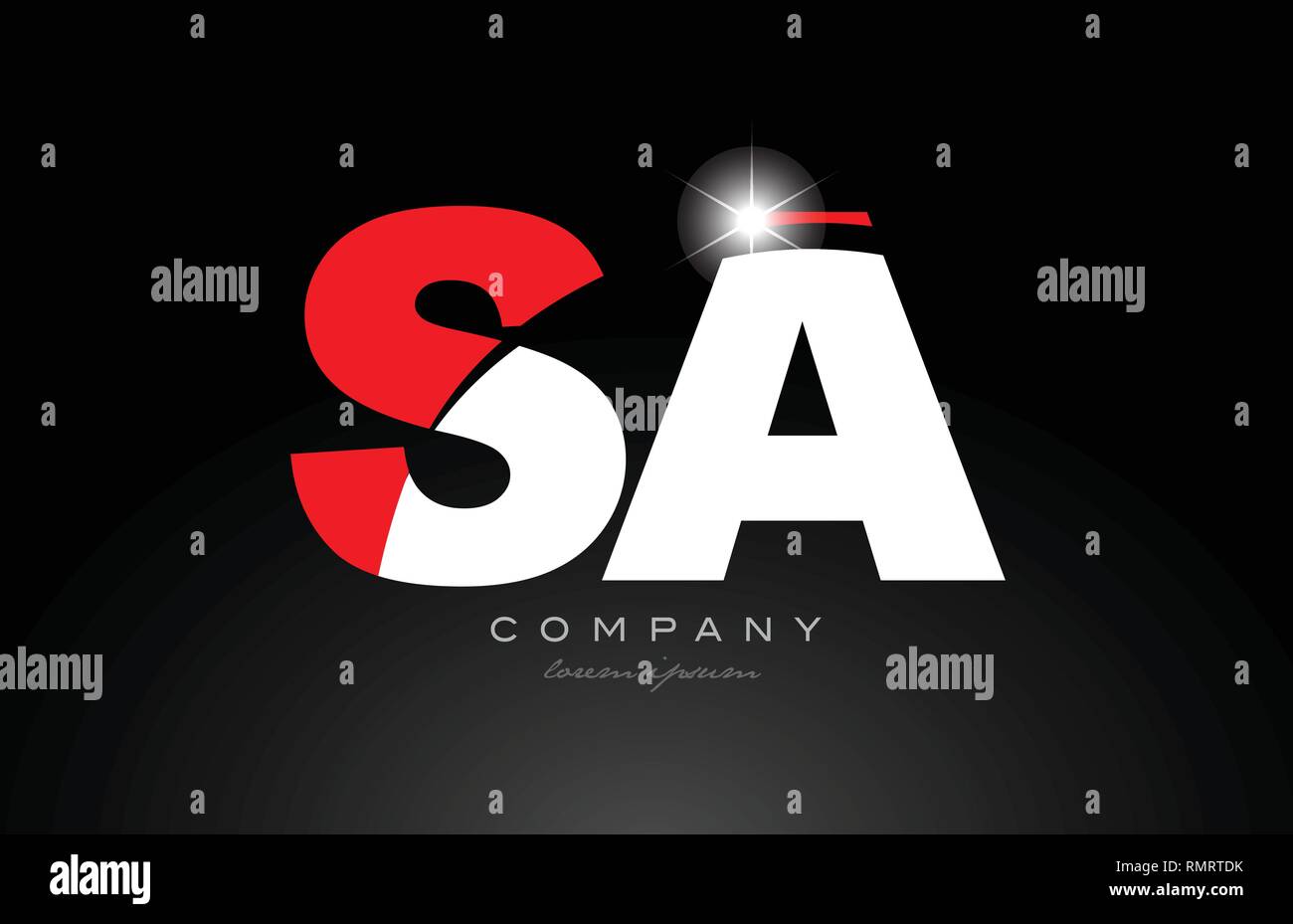 red white color alphabet letter combination sa s a logo icon design ...