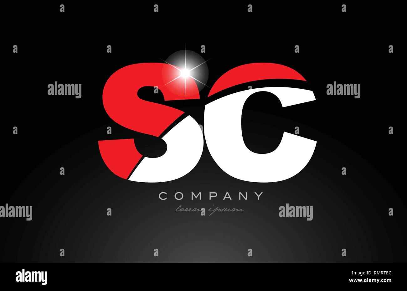 red white color alphabet letter combination sc s c logo icon design ...
