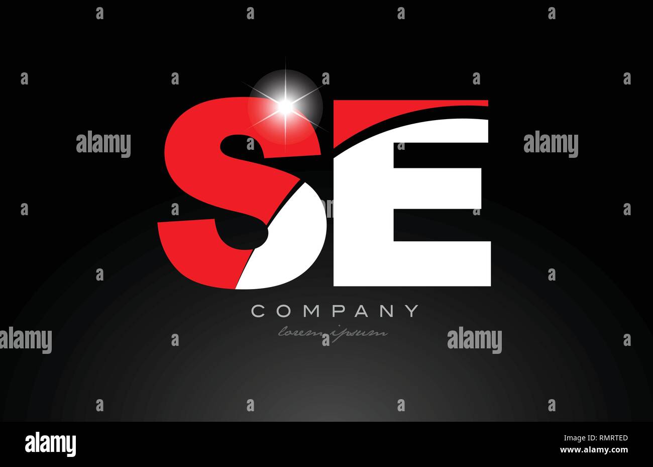 red white color alphabet letter combination se s e logo icon design ...