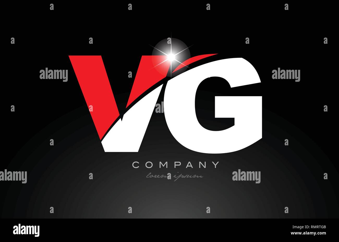 red white color alphabet letter combination vg v g logo icon design ...
