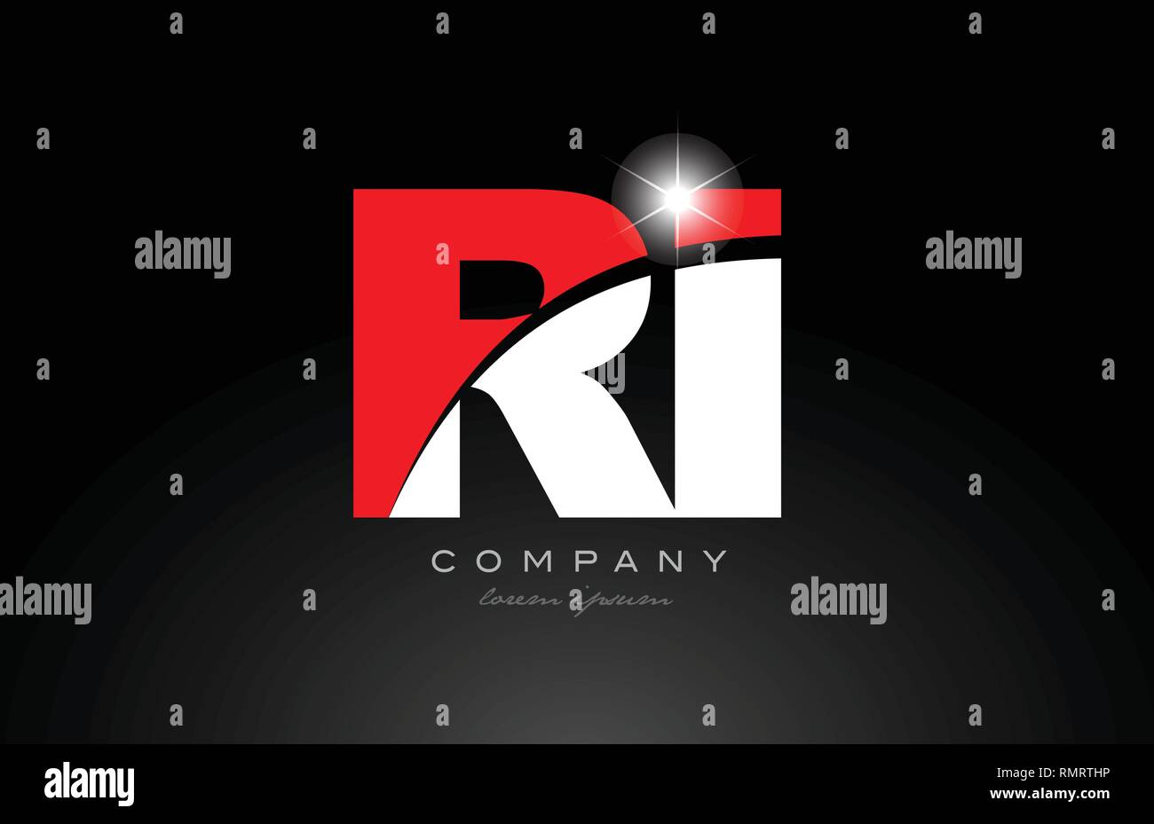 red white color alphabet letter combination ri r i logo icon design ...