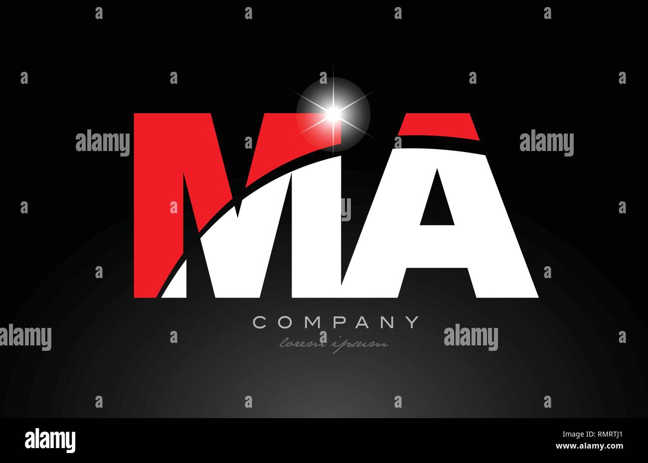 red white color alphabet letter combination ma m a logo icon design ...