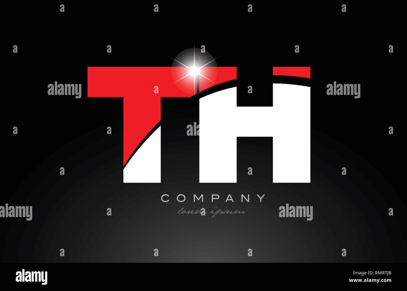 red white color alphabet letter combination th t h logo icon design ...
