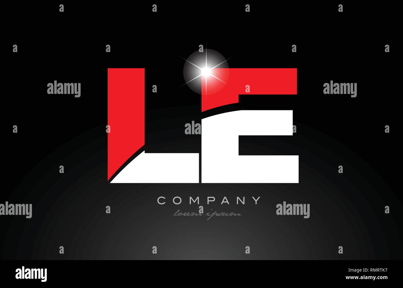 red white color alphabet letter combination le l e logo icon design ...