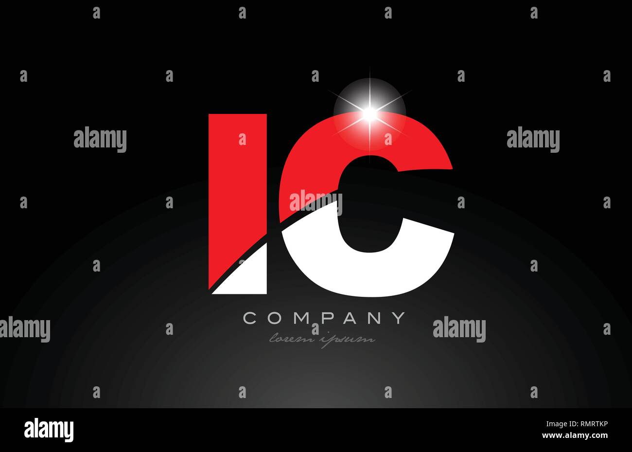 red white color alphabet letter combination ic i c logo icon design ...