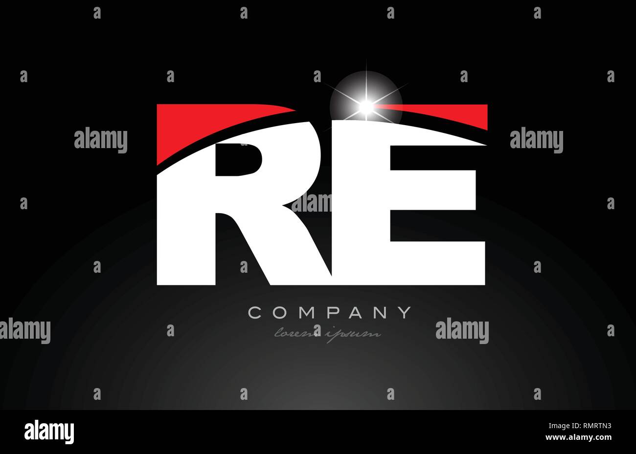 red white color alphabet letter combination re r e logo icon design ...