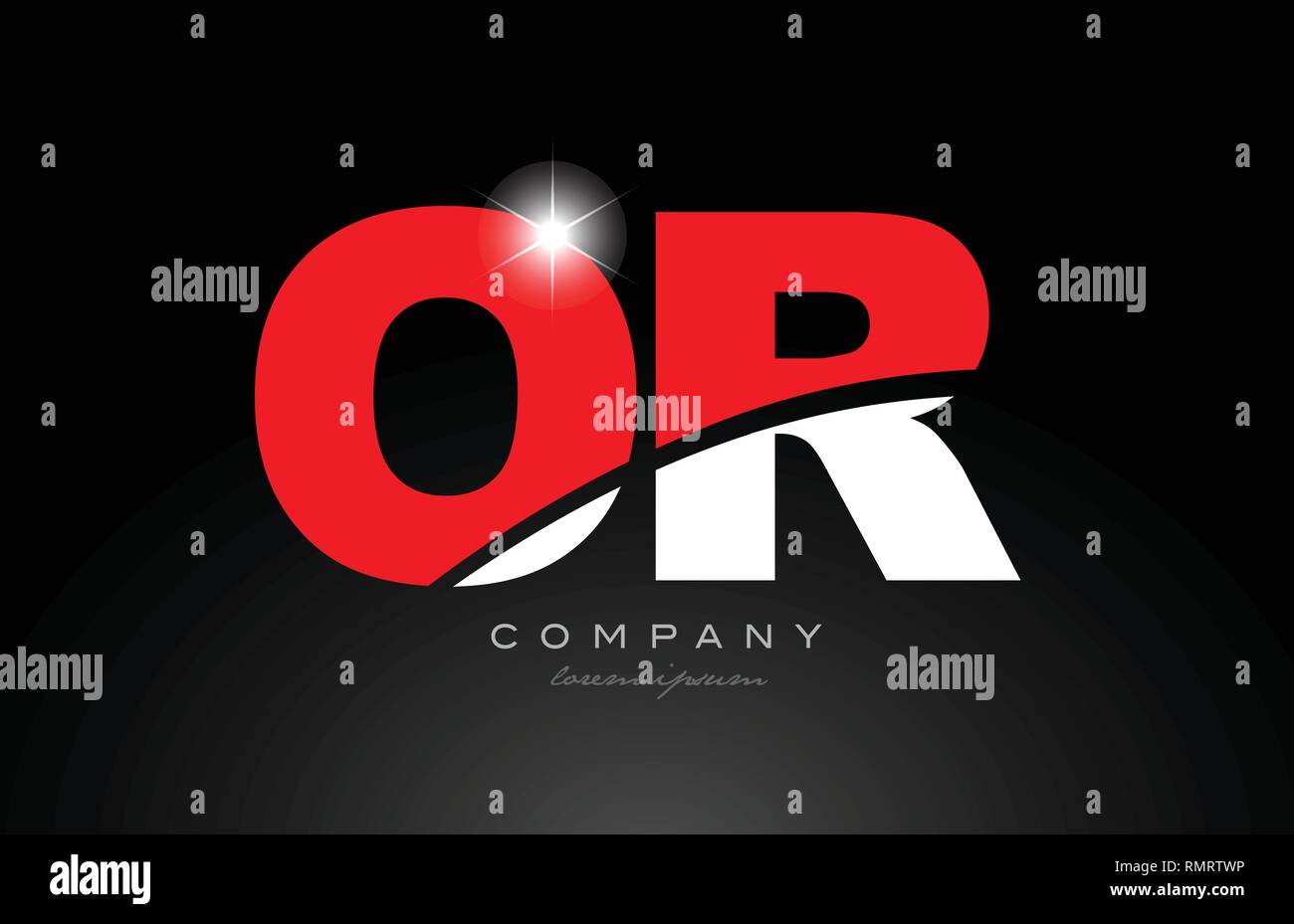 red white color alphabet letter combination or o r logo icon design ...