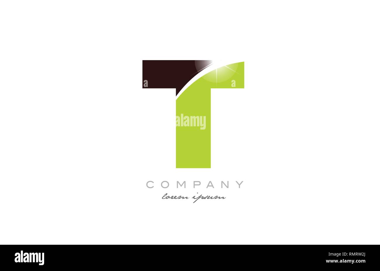 letter t alphabet logo icon design with green and brown color suitable ...