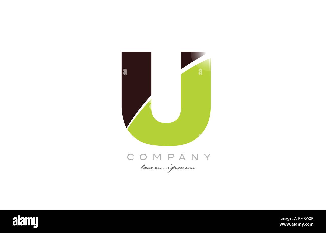letter u alphabet logo icon design with green and brown color suitable ...