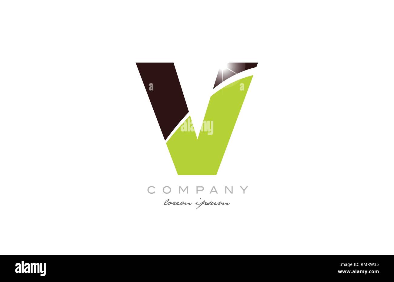 letter v alphabet logo icon design with green and brown color suitable ...