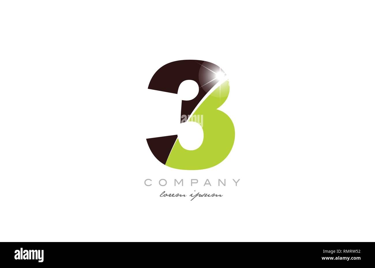 number 3 logo icon design with green and brown color suitable for a ...