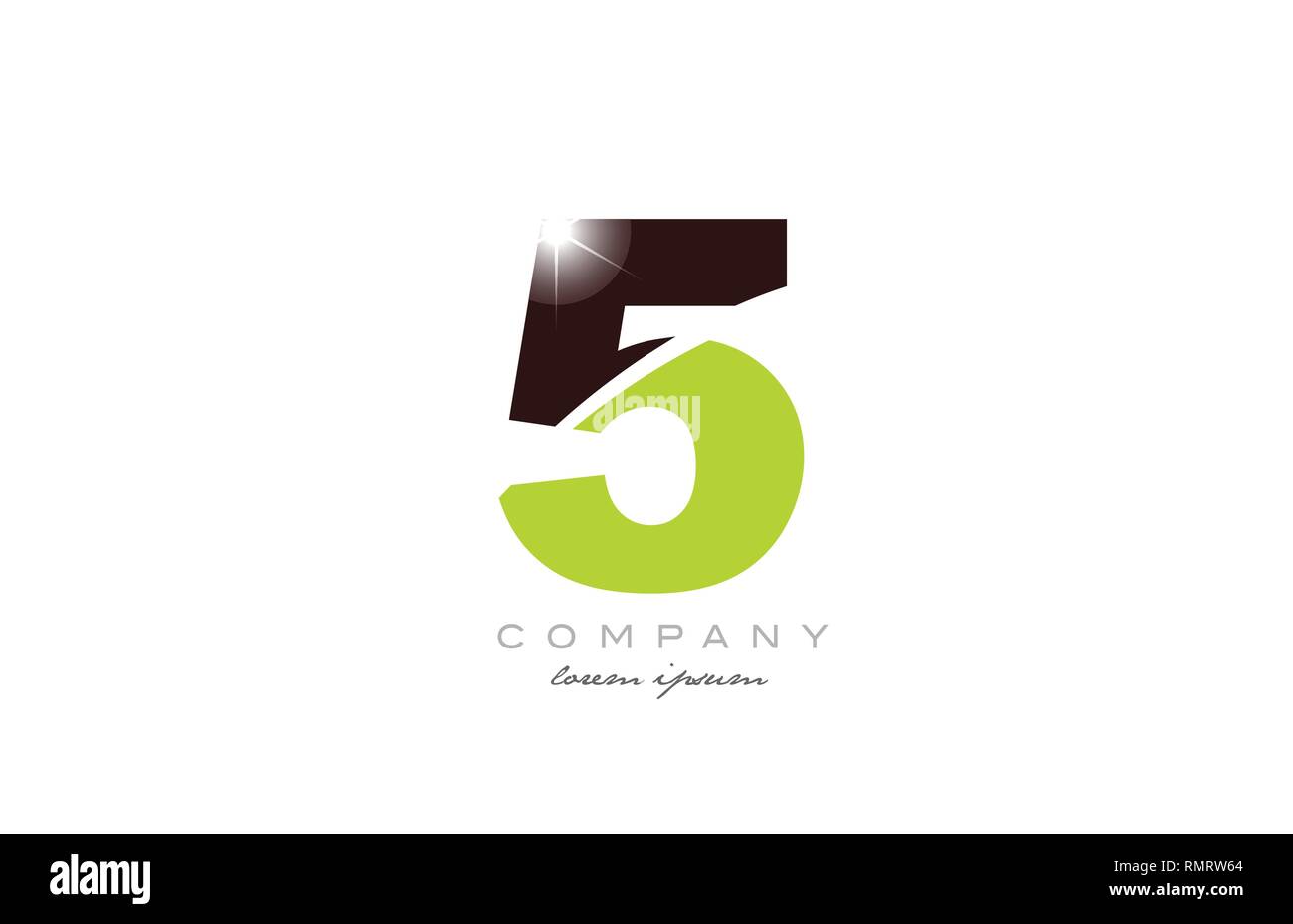 number 5 logo icon design with green and brown color suitable for a ...