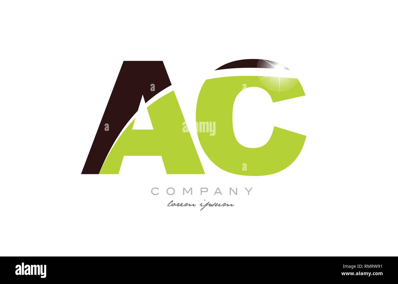 letter ac a c alphabet combination logo icon design with green and ...