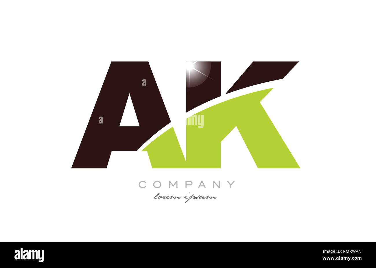 letter ak a k alphabet combination logo icon design with green and ...