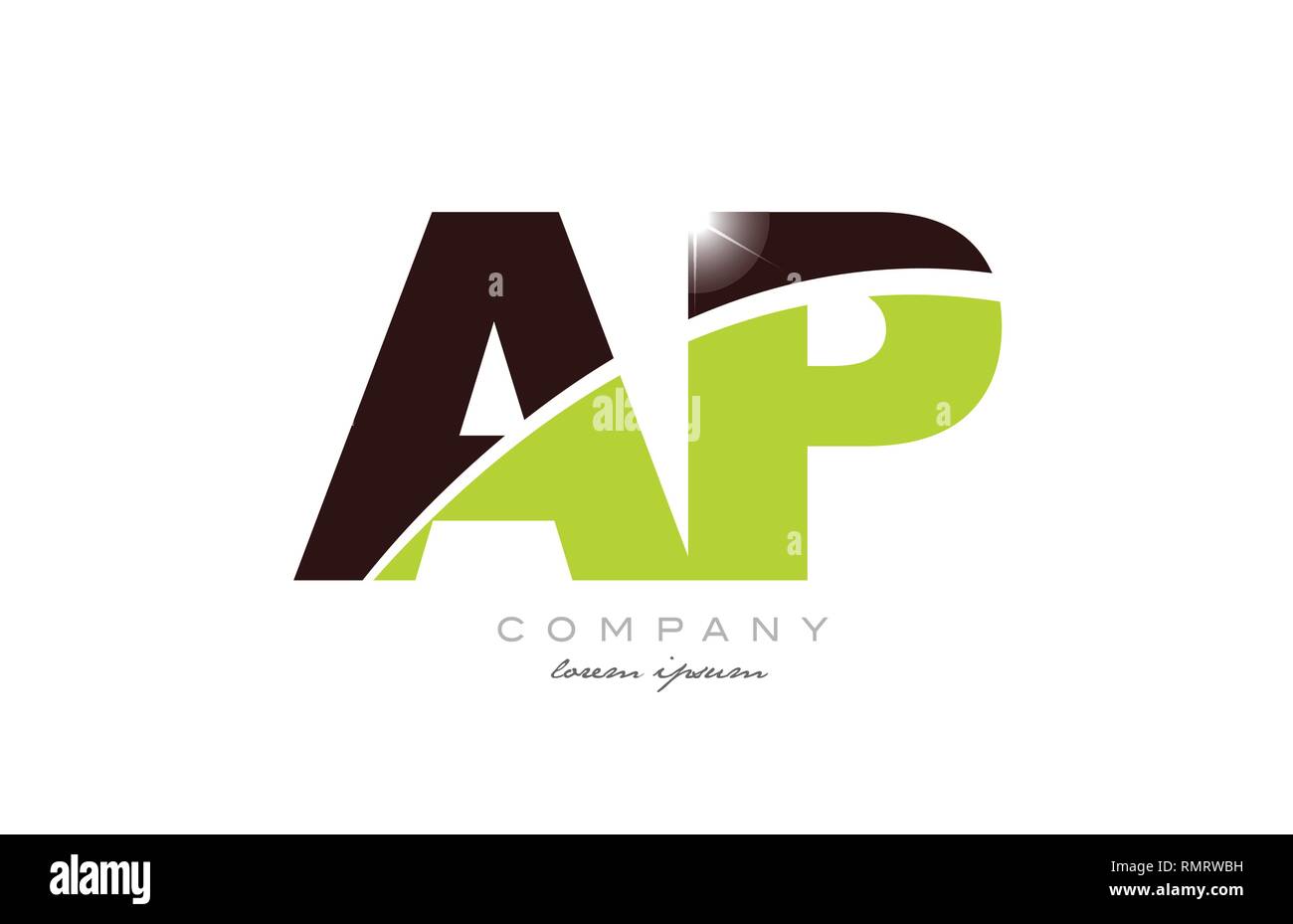 letter ap a p alphabet combination logo icon design with green and ...