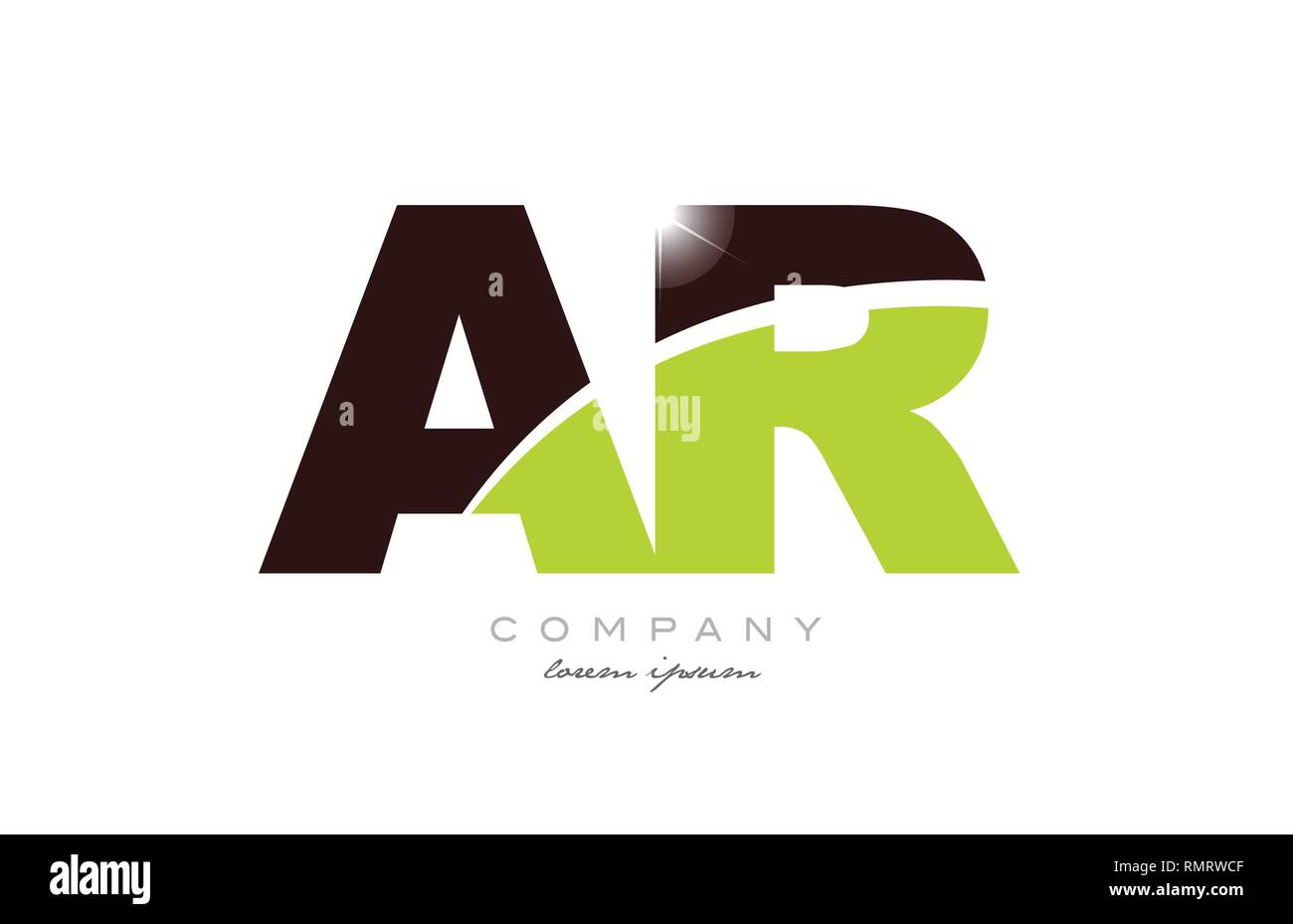 letter ar a r alphabet combination logo icon design with green and ...