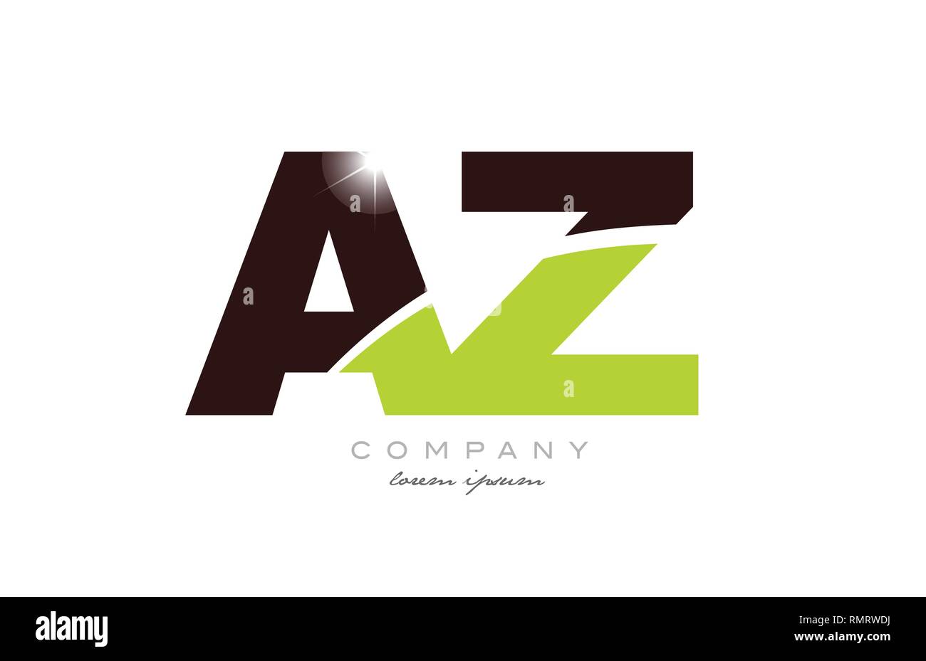 letter az a z alphabet combination logo icon design with green and ...