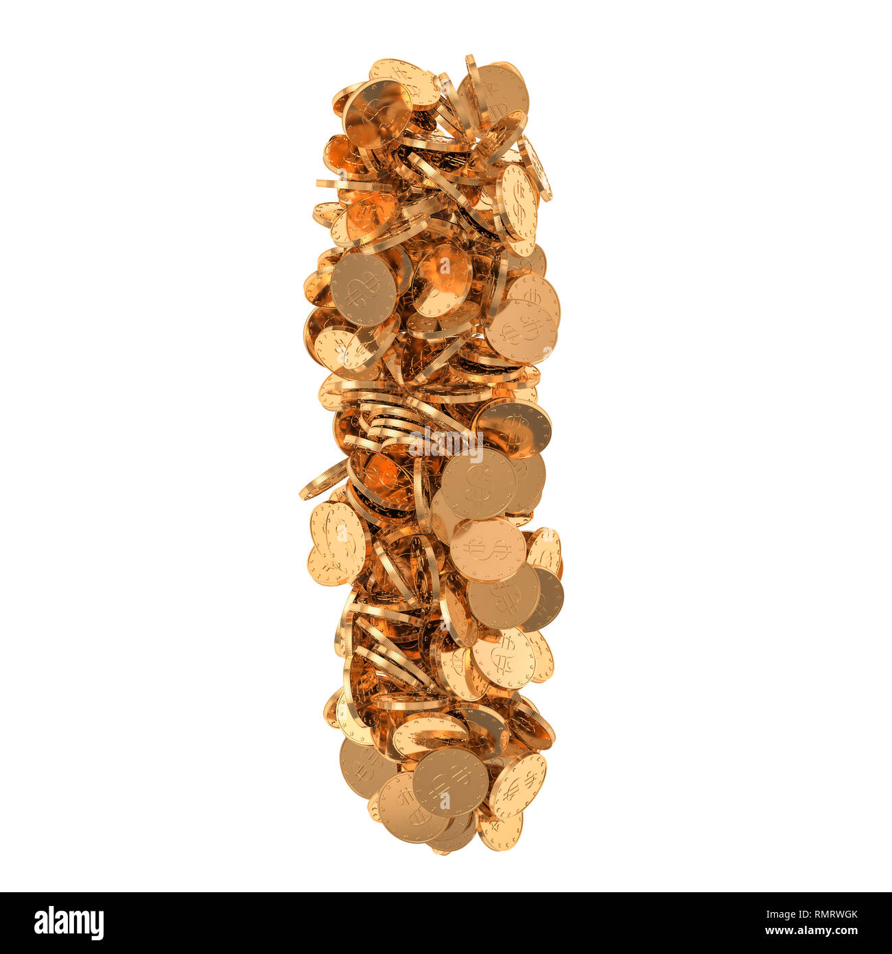 Alphabet letter I, from golden dollar coins. 3D rendering isolated on ...