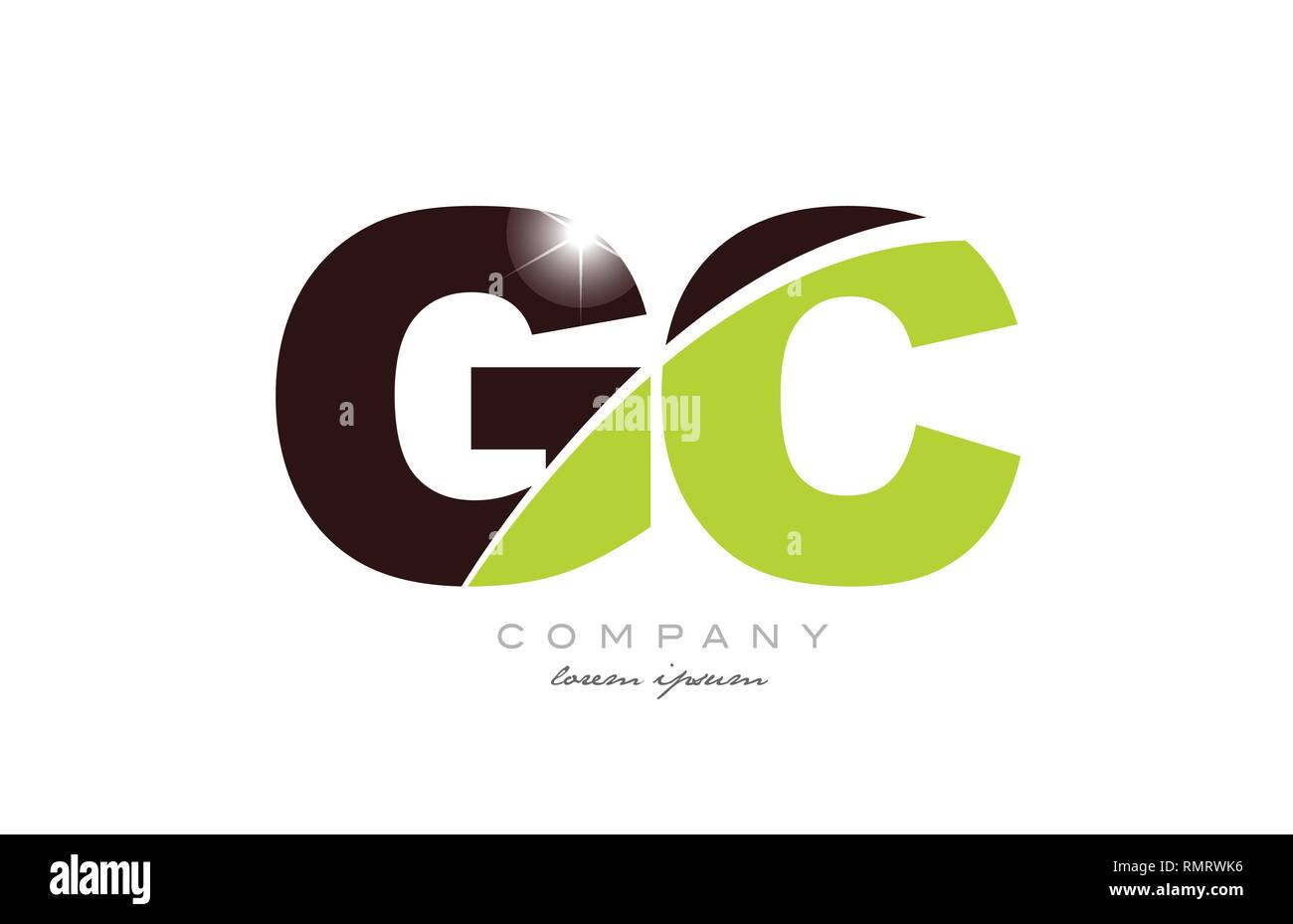 letter gc g c alphabet combination logo icon design with green and ...