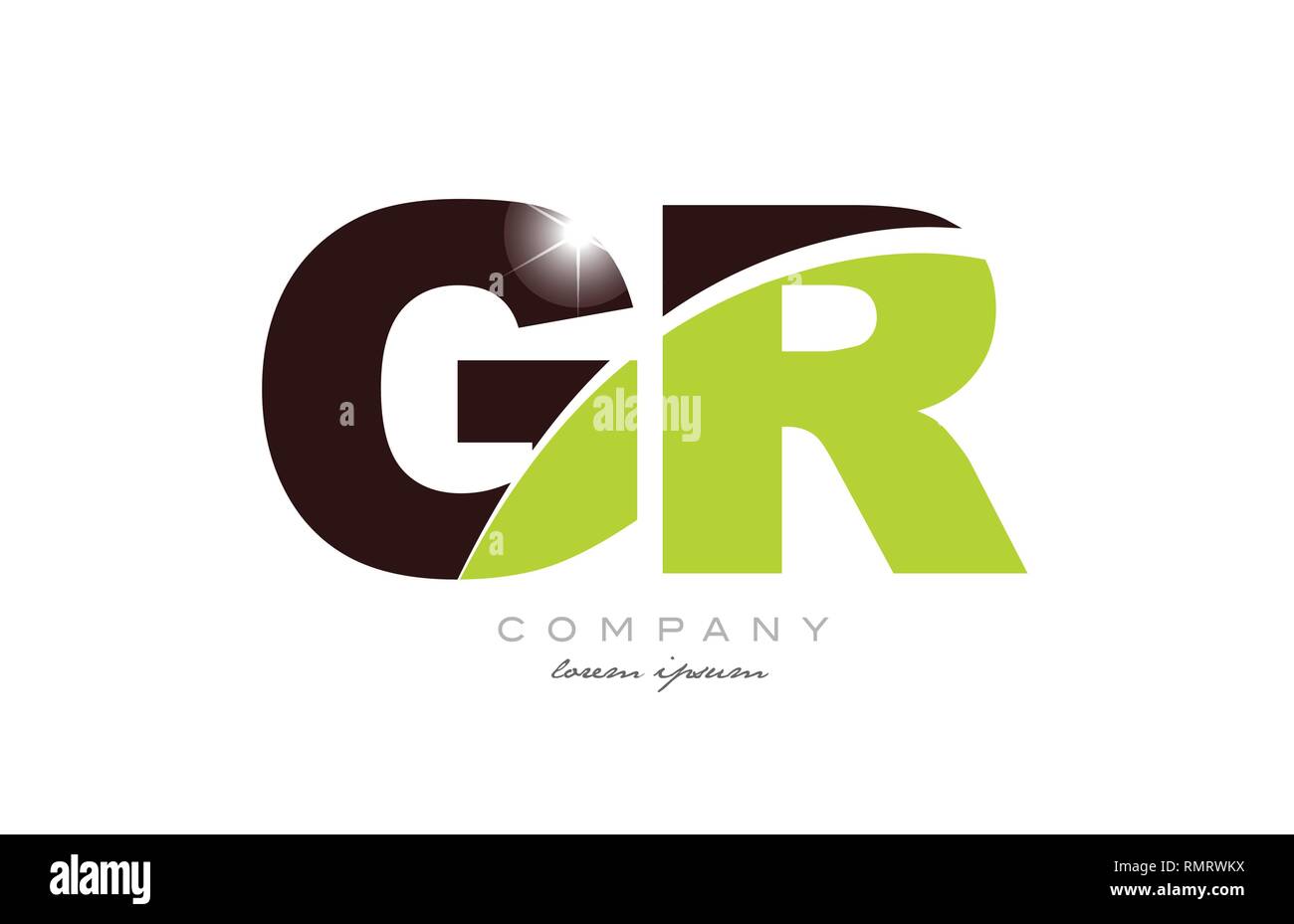 letter gr g r alphabet combination logo icon design with green and ...