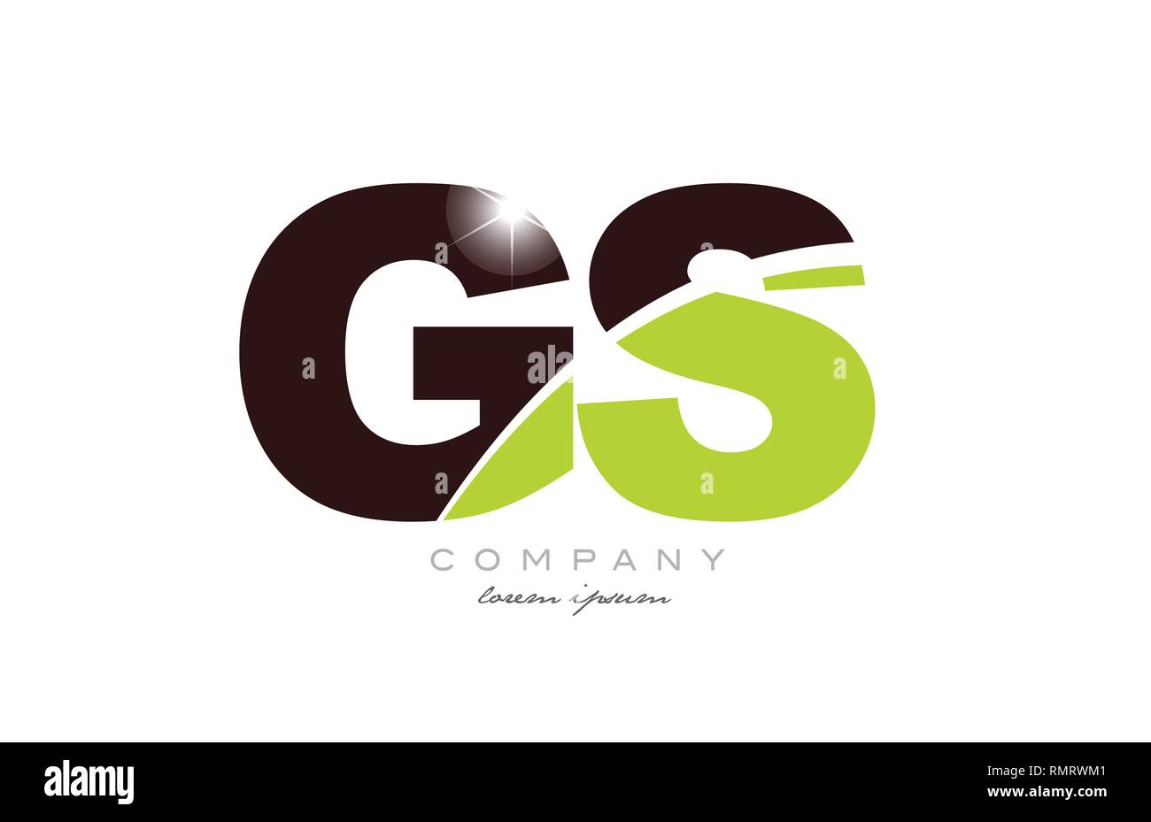 letter gs g s alphabet combination logo icon design with green and ...