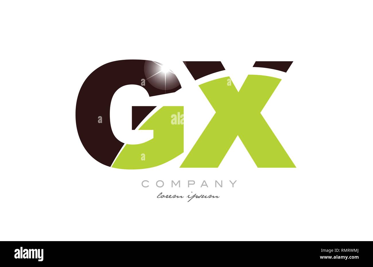 letter gx g x alphabet combination logo icon design with green and ...