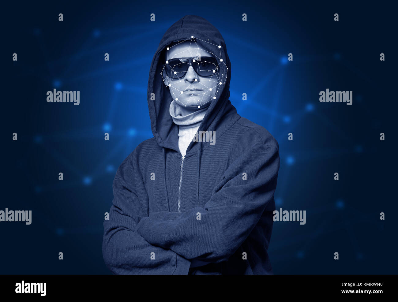 Face recognition with mesh. Cyber security concept Stock Photo - Alamy