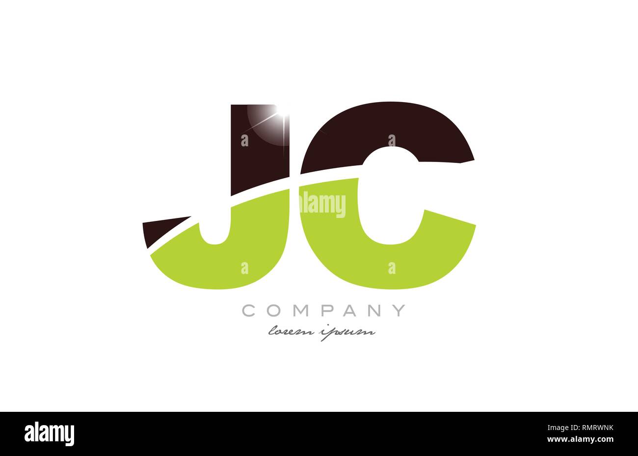 letter jc j c alphabet combination logo icon design with green and ...
