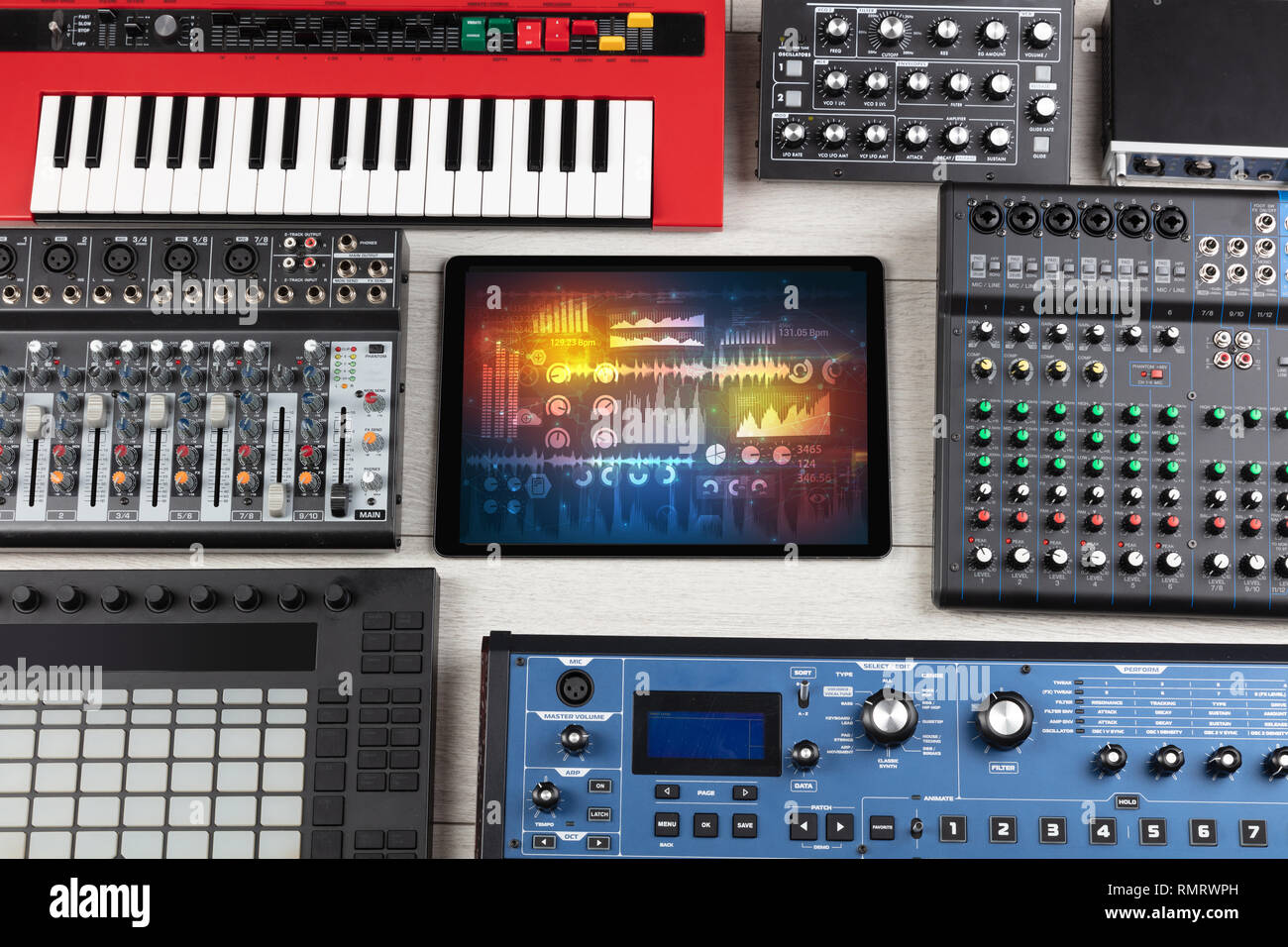 Electronic music instruments, microphone, piano, consoles and tablet ...