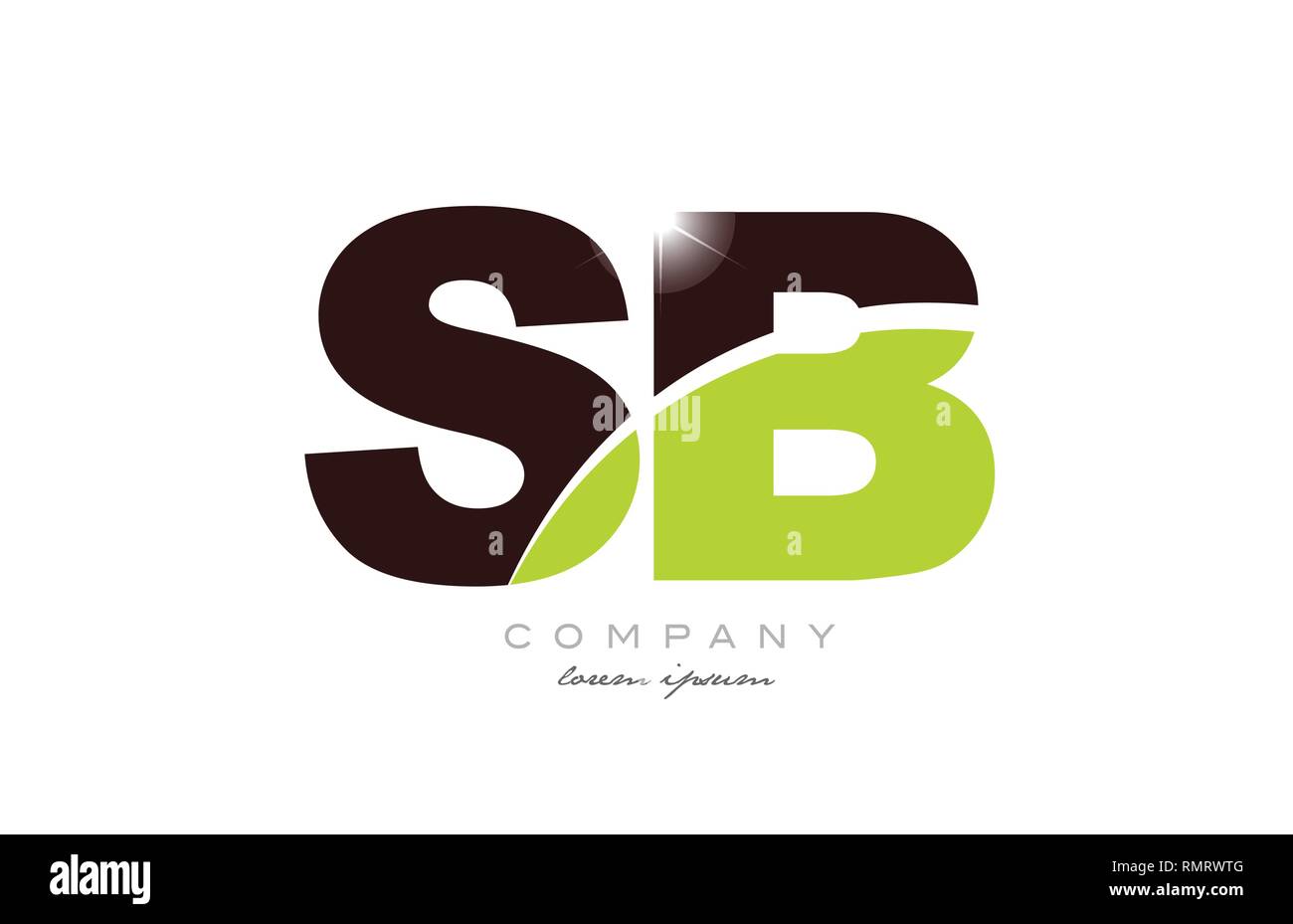 letter sb s b alphabet combination logo icon design with green and ...