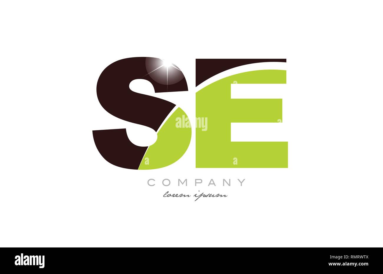 letter se s e alphabet combination logo icon design with green and ...