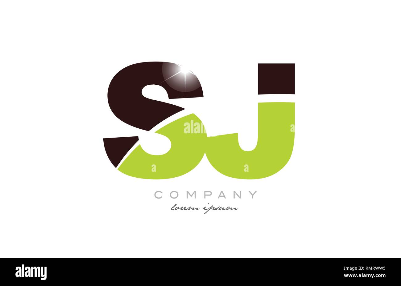 letter sj s j alphabet combination logo icon design with green and ...
