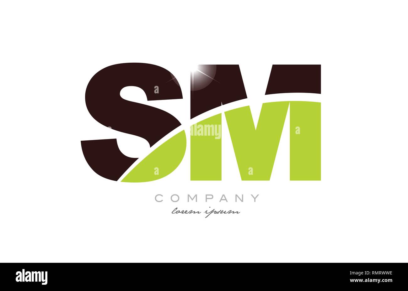 letter sm s m alphabet combination logo icon design with green and ...