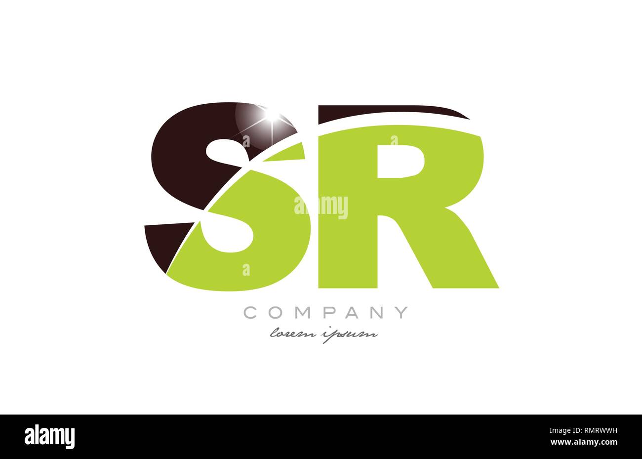 letter sr s r alphabet combination logo icon design with green and ...