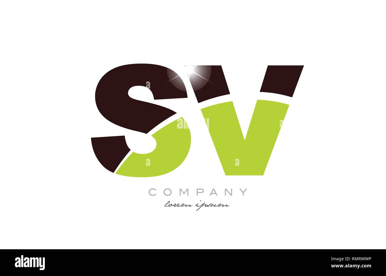 letter sv s v alphabet combination logo icon design with green and ...