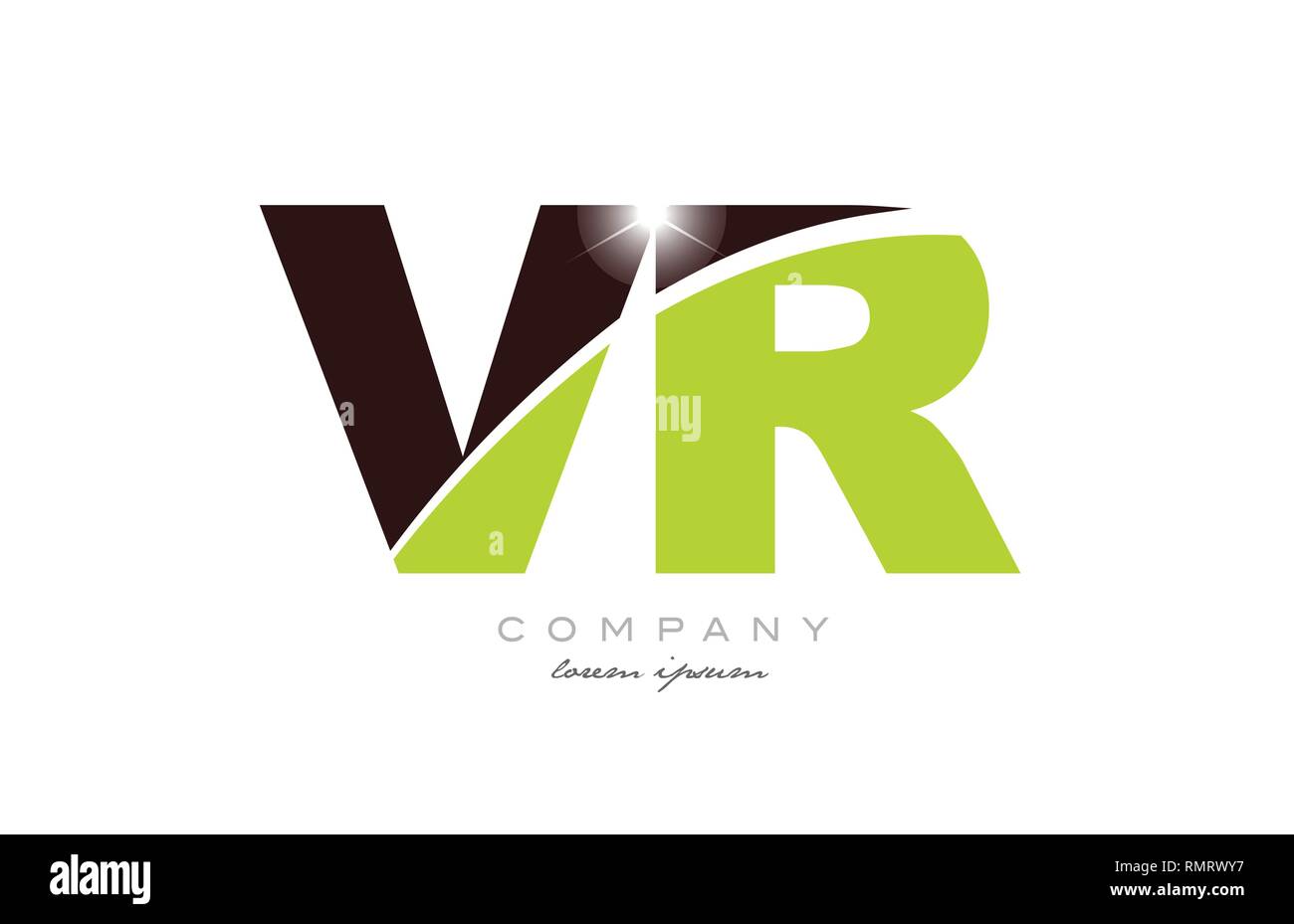 letter vr v r alphabet combination logo icon design with green and ...