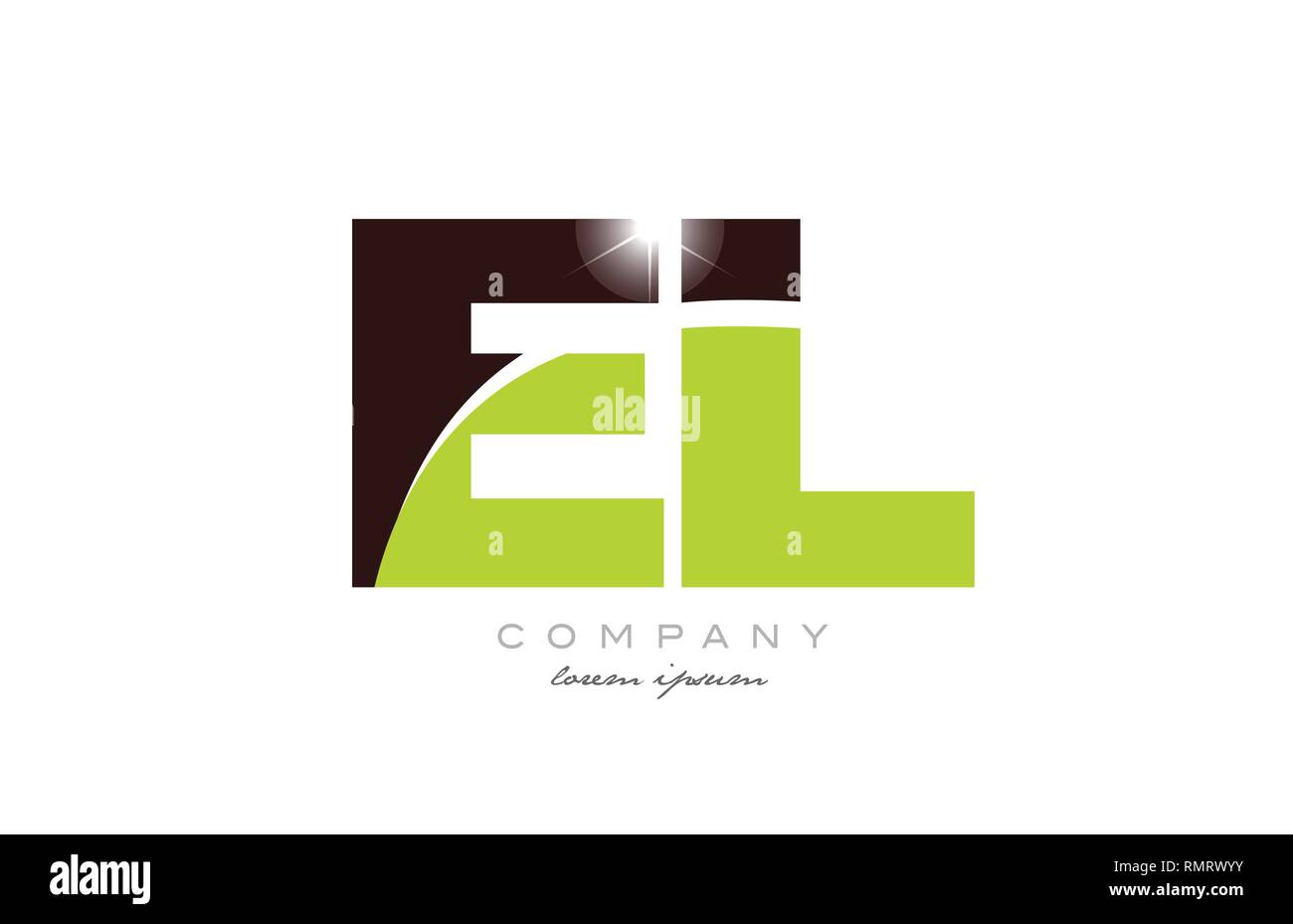 letter el e l alphabet combination logo icon design with green and ...