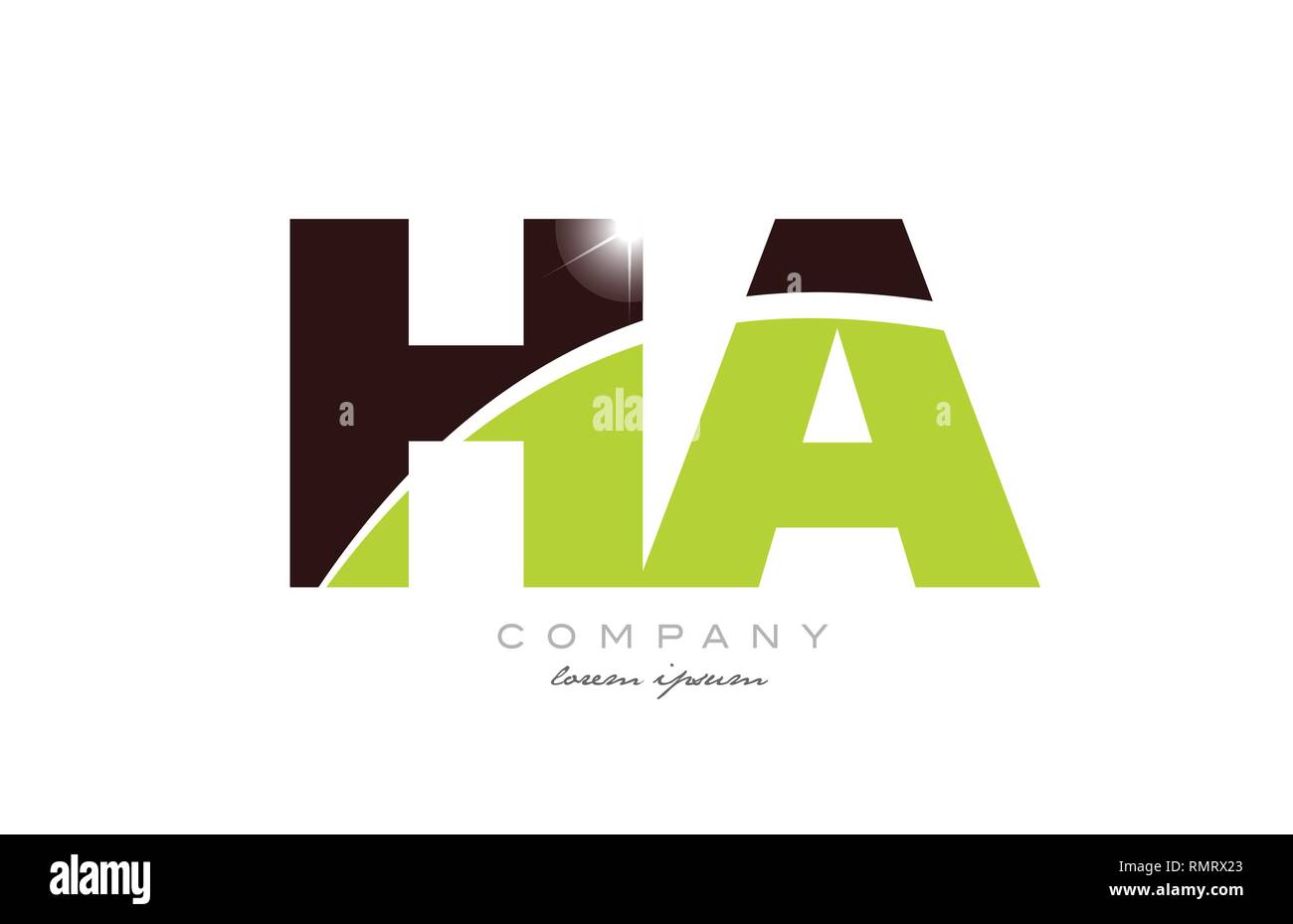 letter ha h a alphabet combination logo icon design with green and ...