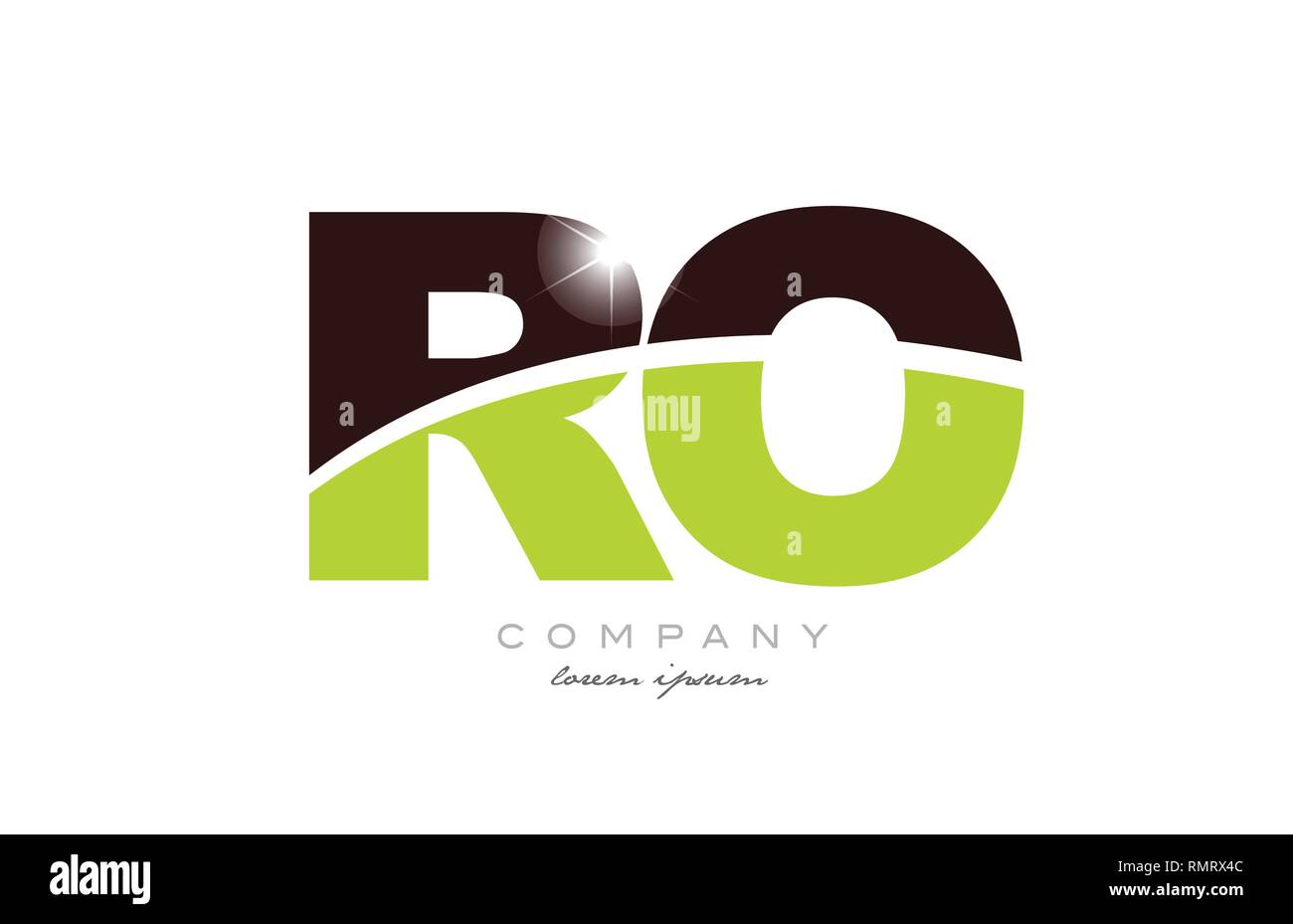 letter ro r o alphabet combination logo icon design with green and ...
