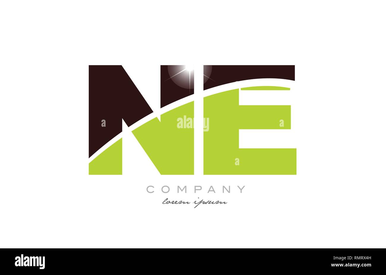 letter ne n e alphabet combination logo icon design with green and ...