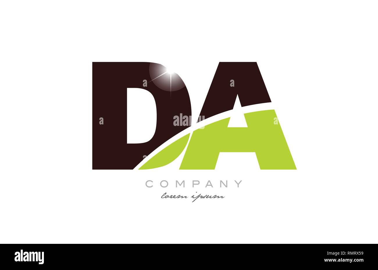 letter da d a alphabet combination logo icon design with green and ...