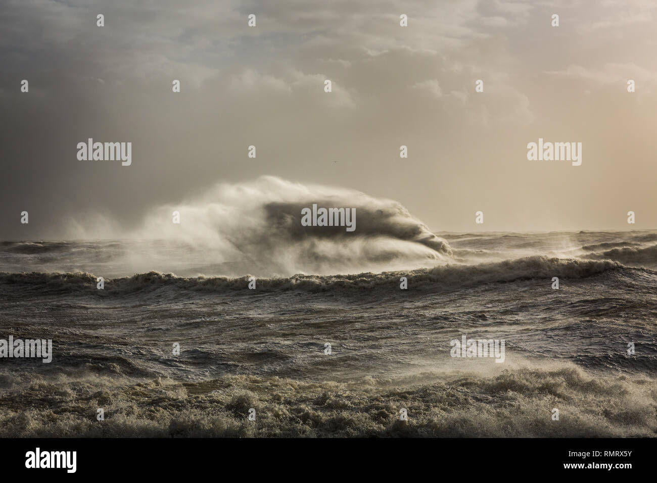 Newhaven Harbour during storm Stock Photo - Alamy