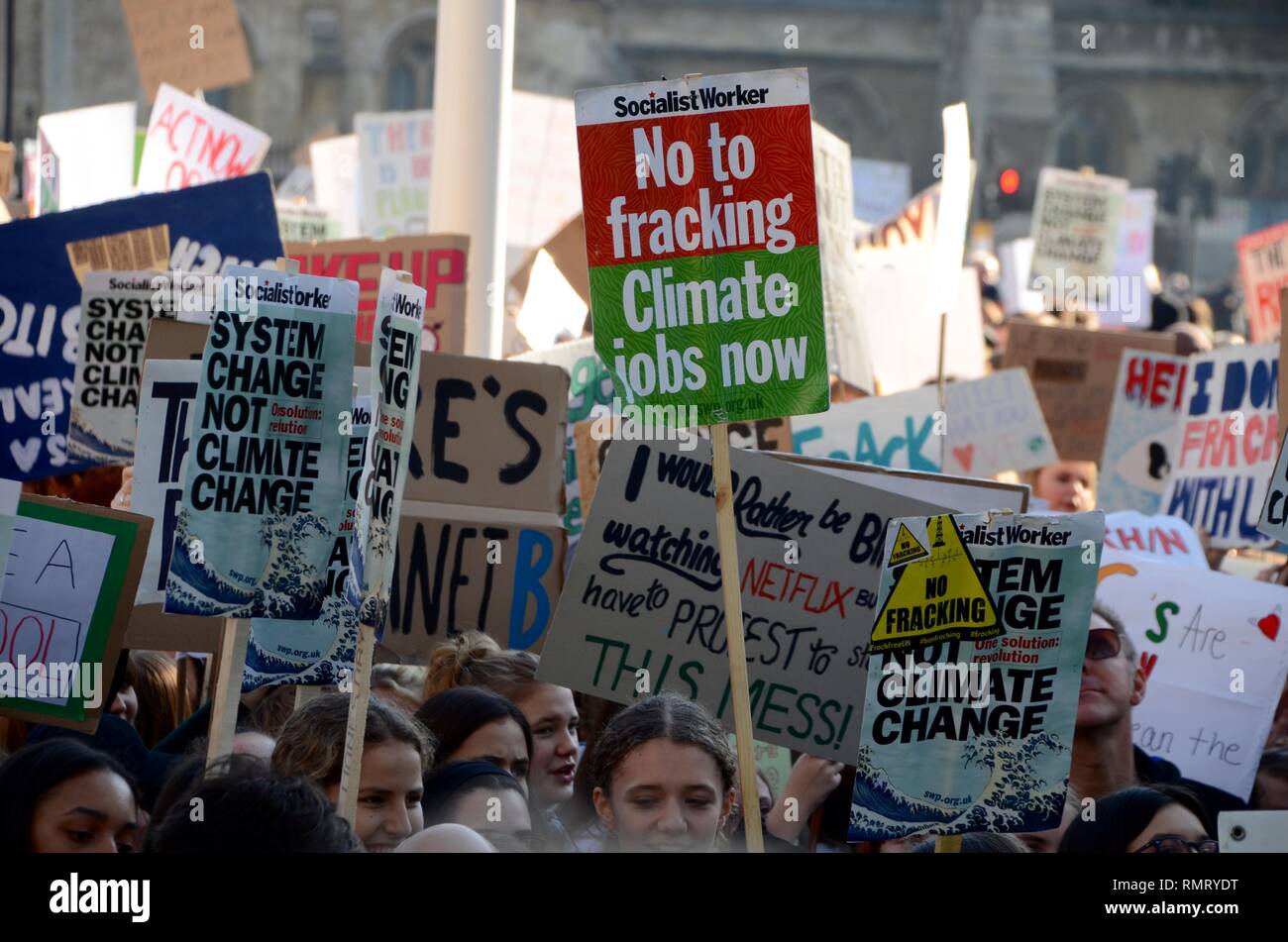 school children in london who left school to protest against the ...
