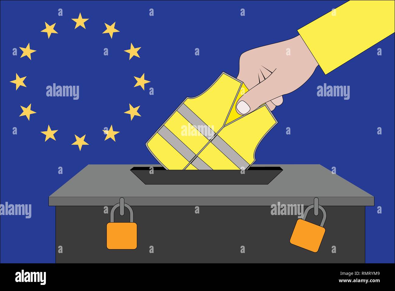 ballot box for the European elections with yellow vest protest Stock ...