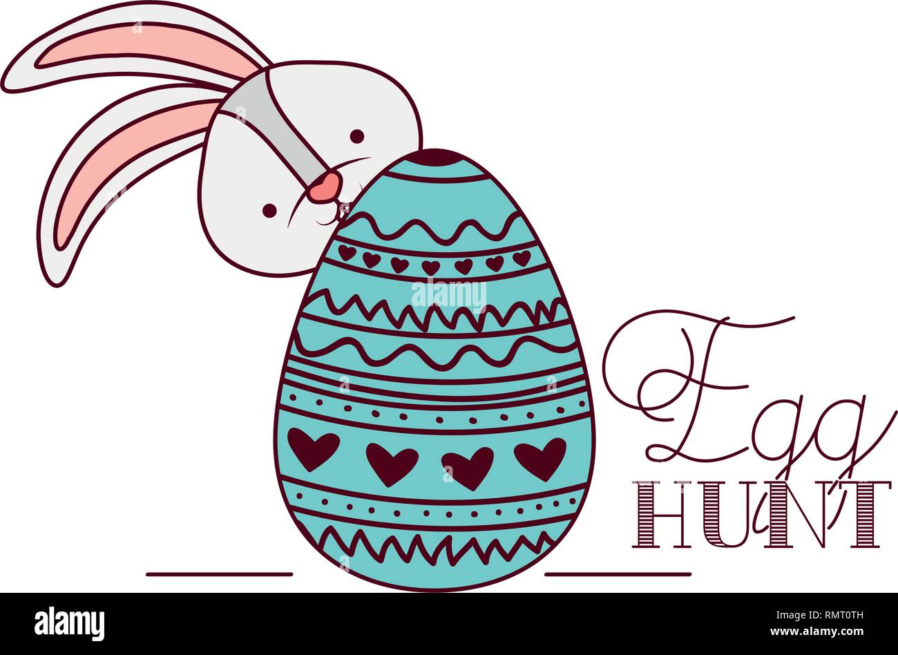 egg hunt label with bunny isolated icon Stock Vector Image & Art - Alamy