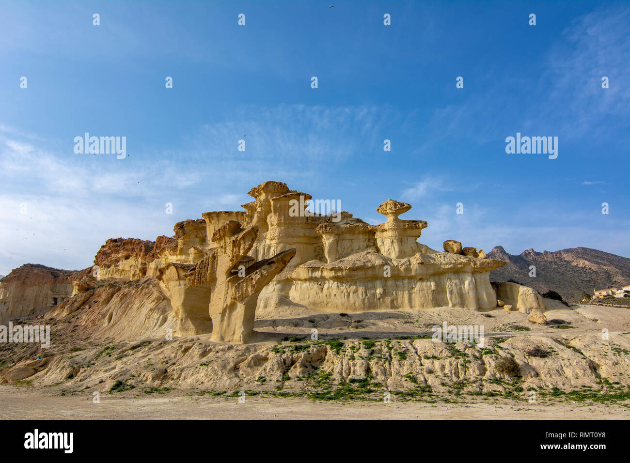 Interesting shapes created by nature in sandstone in Bolnuevo, Puerto ...