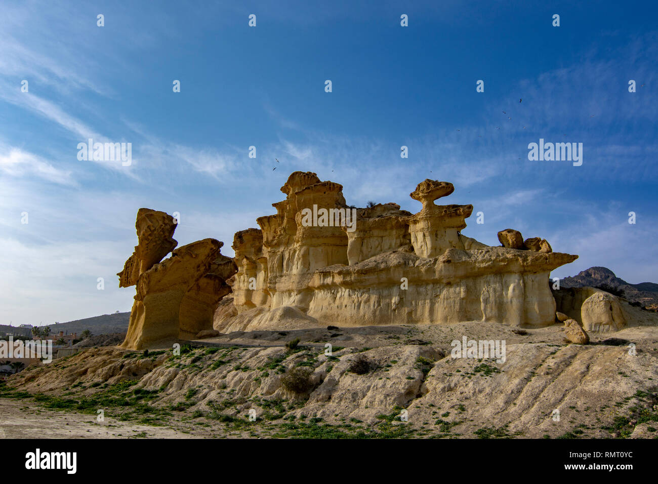 Interesting shapes created by nature in sandstone in Bolnuevo, Puerto ...