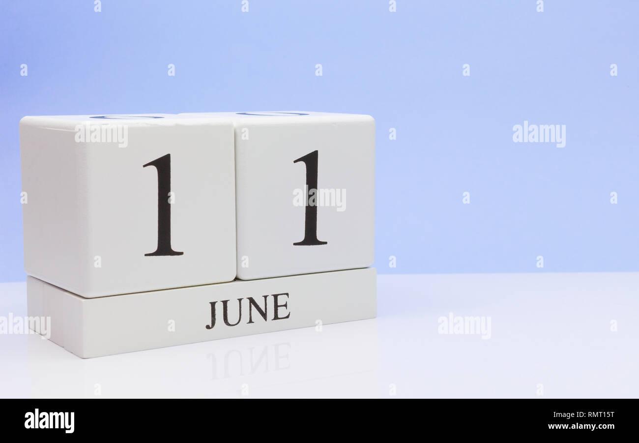 June 11st. Day 11 of month, daily calendar on white table with ...
